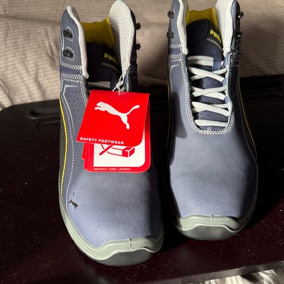 Puma | Shoes | Puma Mens Blue And Yellow Steel Toe Boots | Poshmark